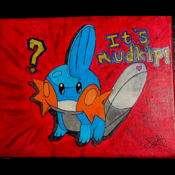 Pokemon | Wall Decor | Original Mudkip Painting On Canvas | Poshmark